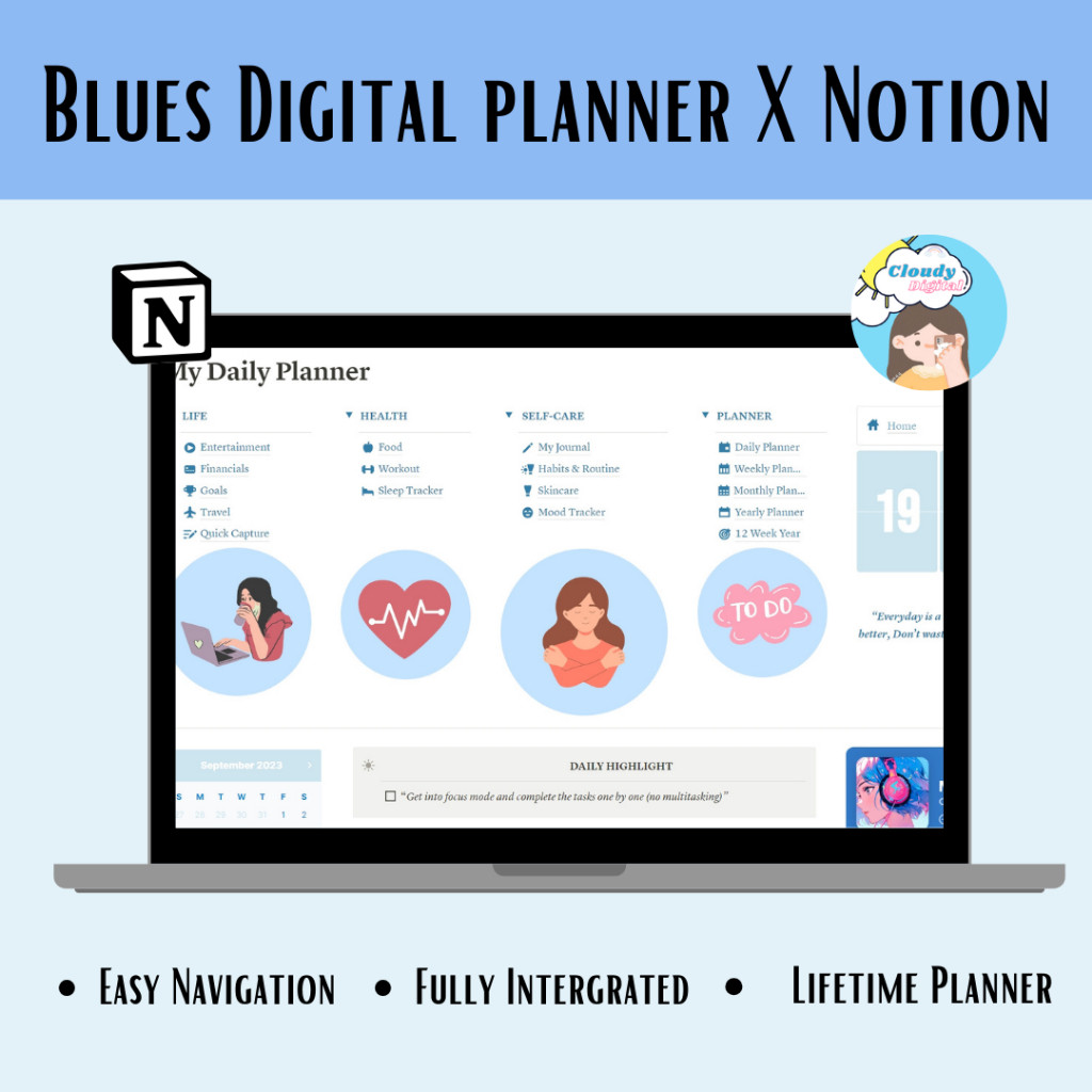 Jual Notion Lifetime all in one Planner --- Blue Digital Planner X Notion | Shopee Indonesia
