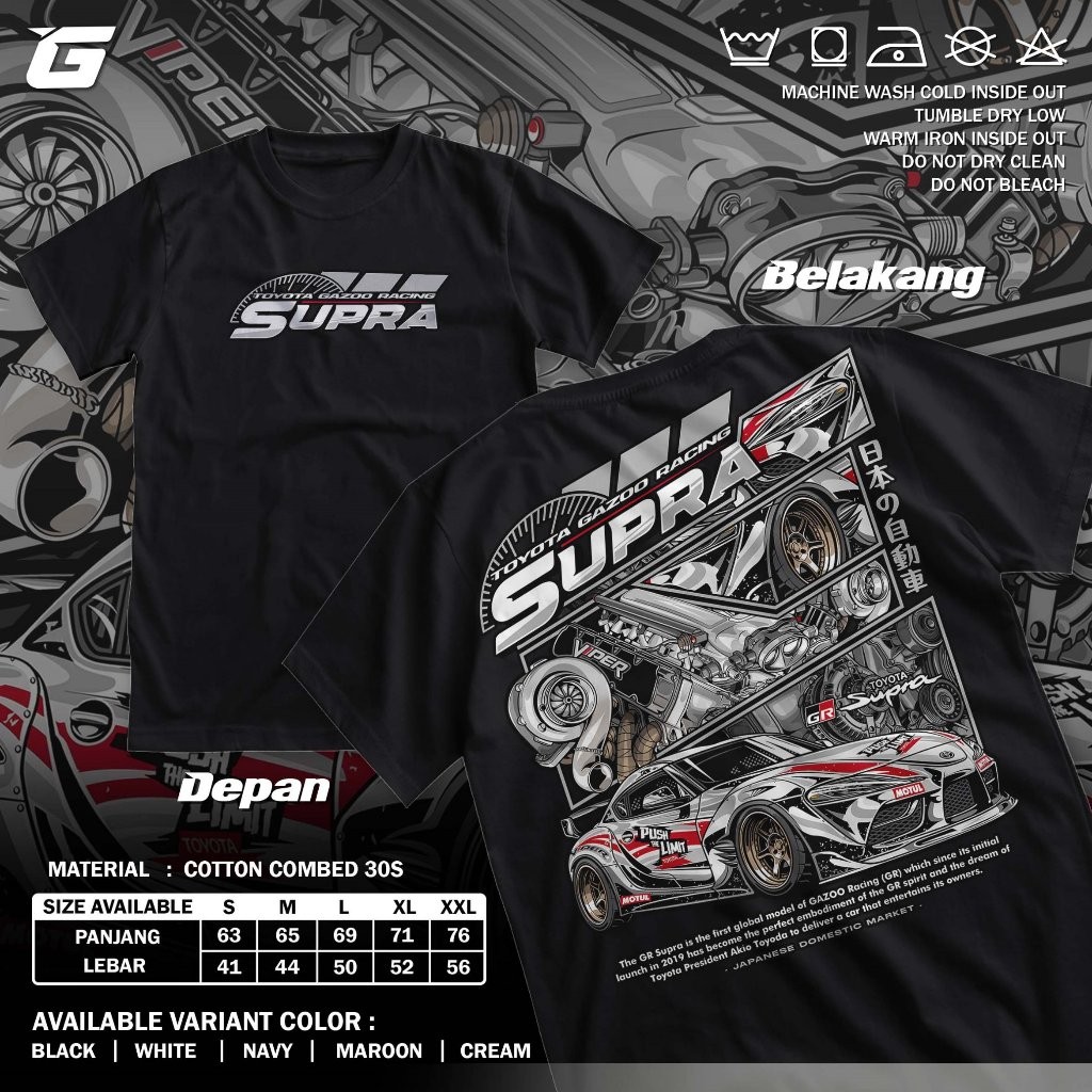 Jual Kaos Toyota GR Supra Gazoo Racing Baju Distro Mobil JDM Legend Tshirt Logo Otomotif GBA3214 ...