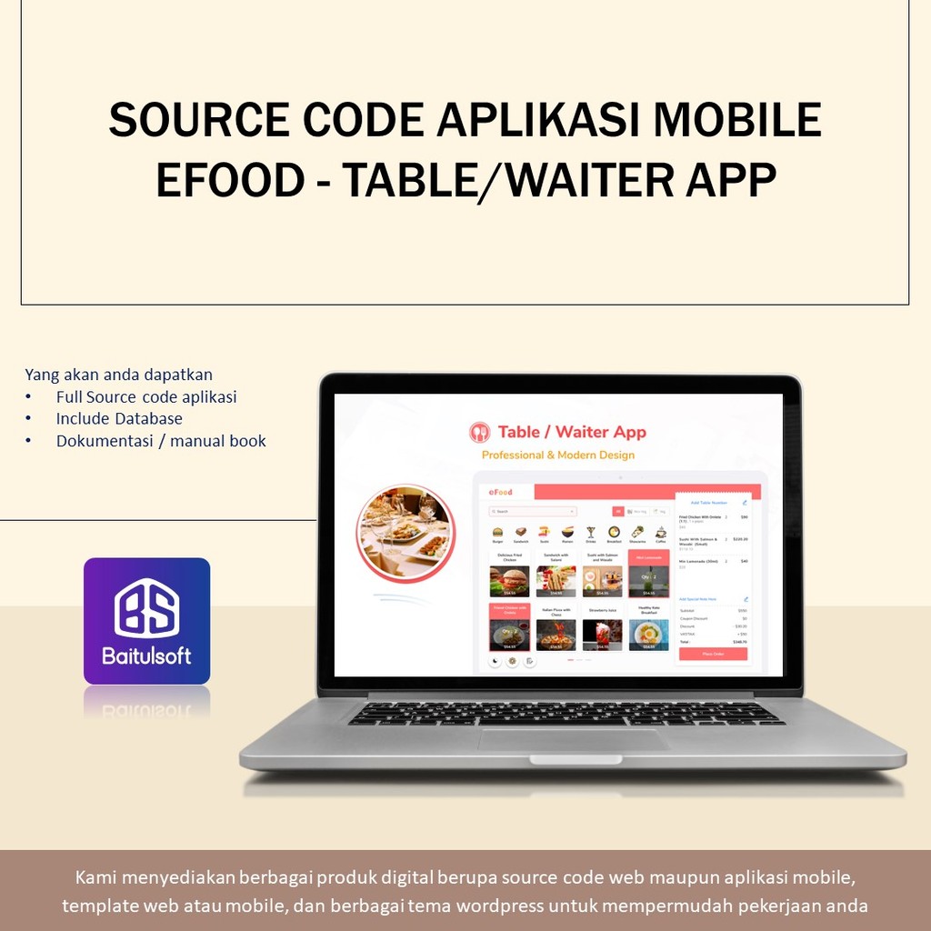 Jual SOURCE CODE APLIKASI MOBILE EFOOD - TABLE/WAITER APP | Shopee Indonesia