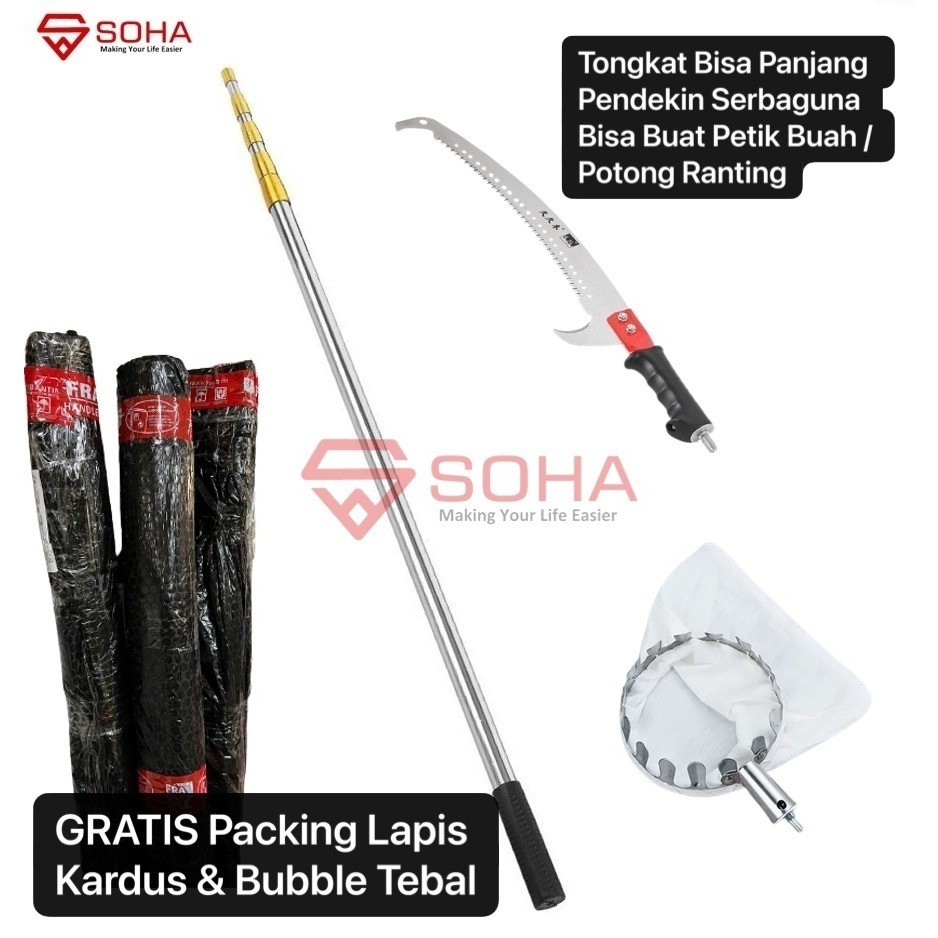 Jual 10 Meter Tongkat pemetik dan pemotong dahan pohon alat pemetik buah Panjang Telescopic ...