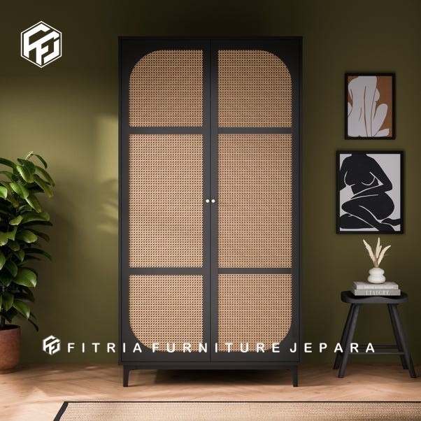 Jual wardrobe organization Rattan / lemari pakaian Kayu Jati rotan ...