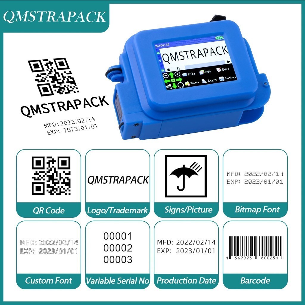 Jual Mini Handheld Inkjet Printer with Fast-Drying Ink for Text QR ...