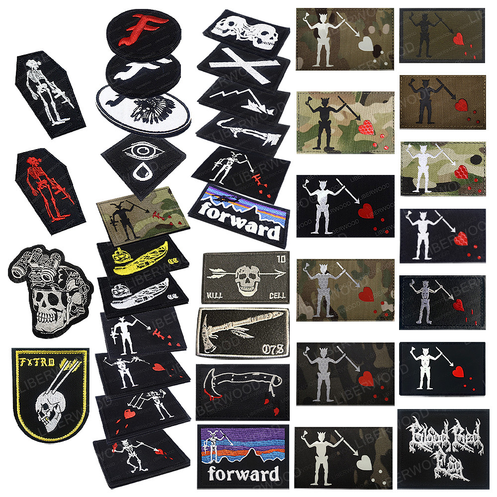 Jual Black Beard Blackbeard Pirate Flag Patch Edward Forward Reflective Patches Tactical Trident ...