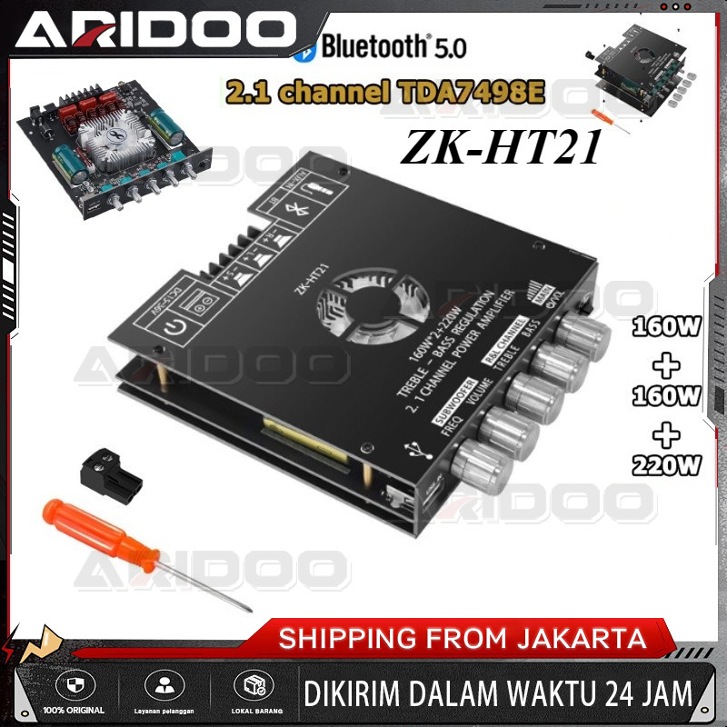 Jual ZK-HT21 Power Amplifier 160wx160w+220w 2.1-Channel Stereo Bluetooth 5.0 Digital Power ...