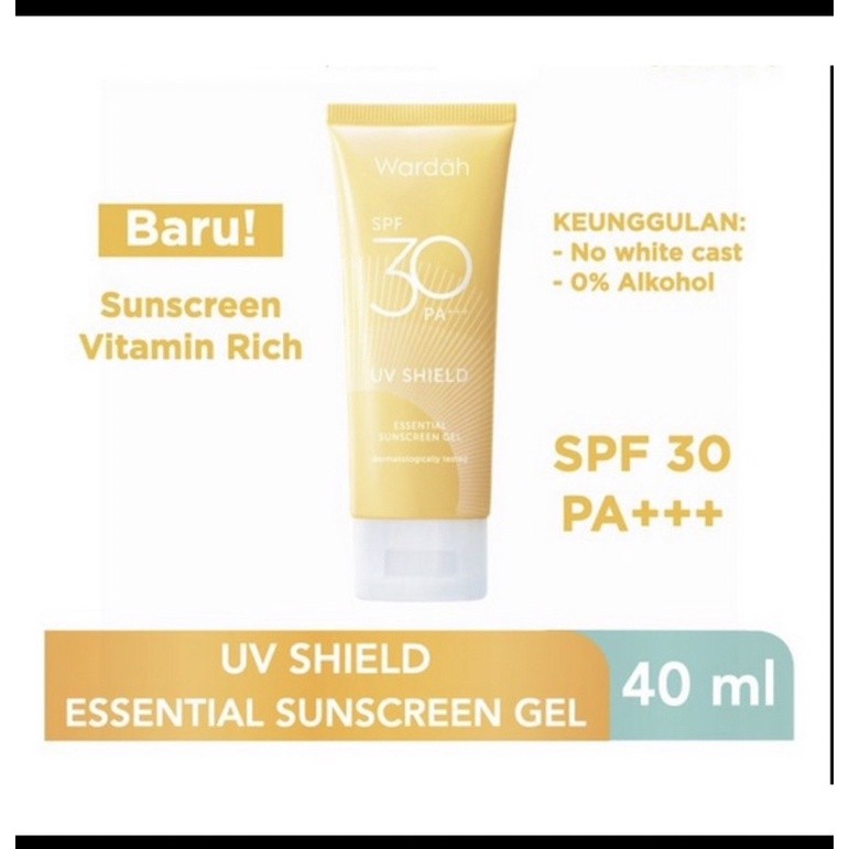 Jual Wardah UV Shield Essential Sunscreen Gel SPF 30 PA +++ 40 ml | Shopee Indonesia