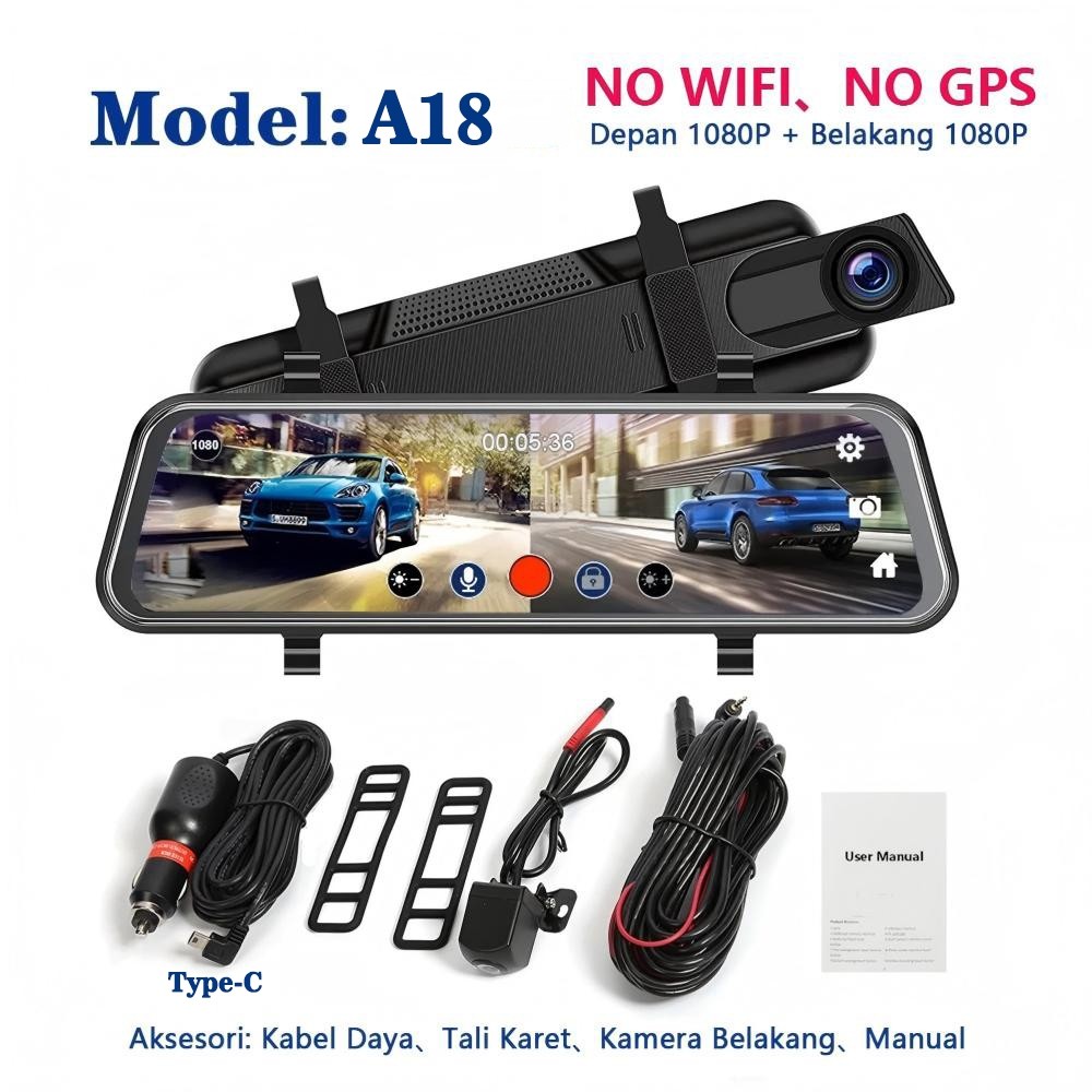 Jual Dashcam Mobil spion tengah 1080P 10 Inch dvr depan belakang Layar ...