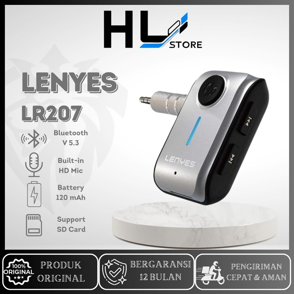 Jual LENYES LR207 Bluetooth Receiver Aux 3.5mm Wireless Adapter 5.3 ...