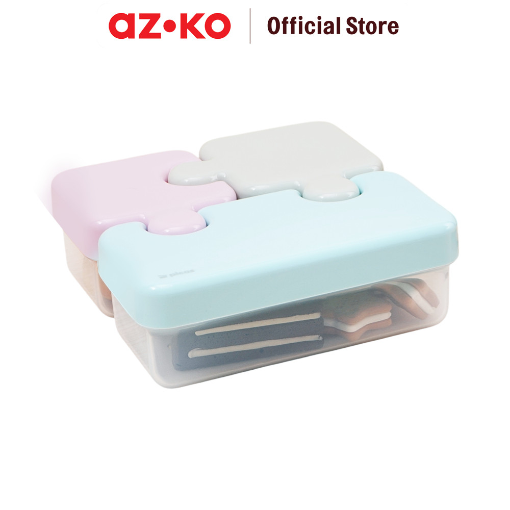 Jual AZKO Picas Puzzle Kotak Makan 3 Sekat - Biru TuquoiseLunch Box Food Grade Food Box Kotak ...