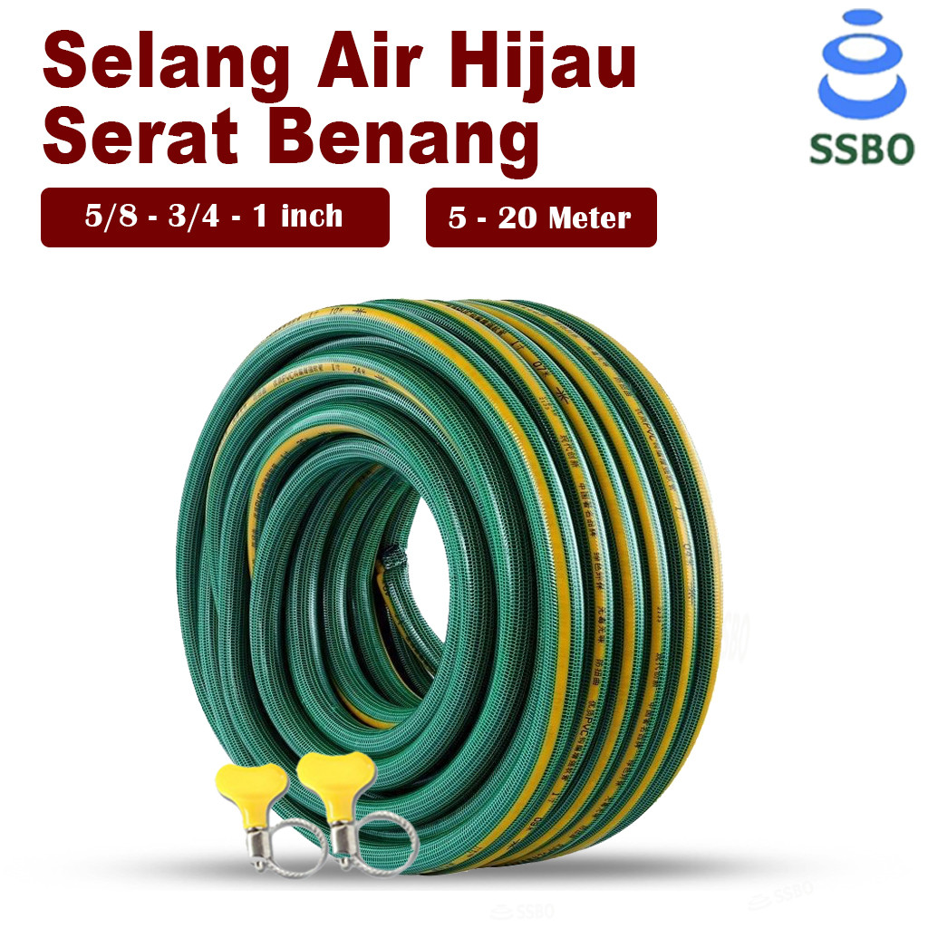 Jual SSBO Selang Air 3 Lapis Hijau Serat Benang 35 Meter Selang Air 5/8 ...