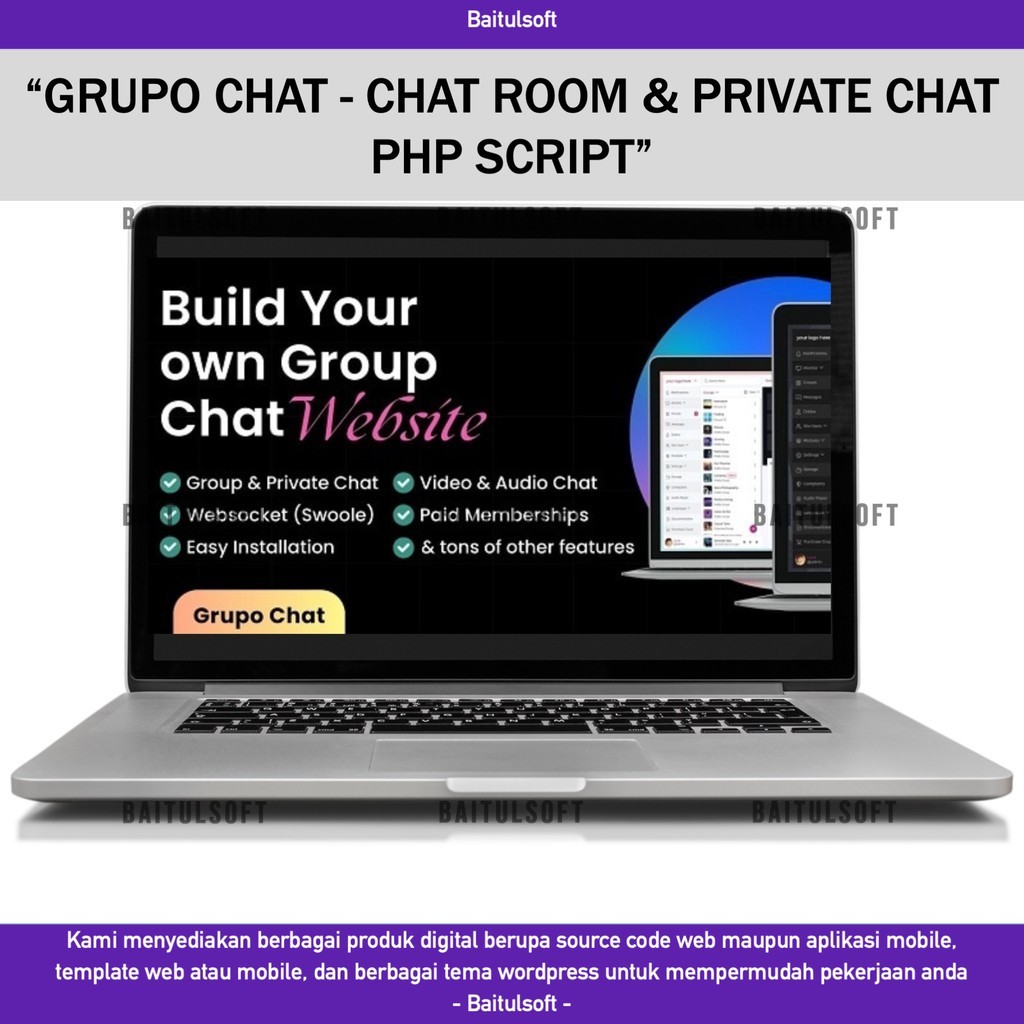 Jual SOURCE CODE APLIKASI WEB GRUPO CHAT - CHAT ROOM & PRIVATE CHAT PHP SCRIPT D288 BAITULSOFT ...