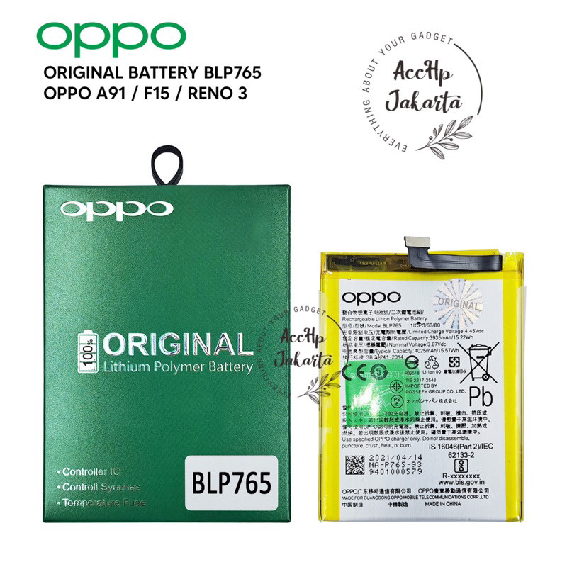 Jual Baterai Batre OPPO RENO 3 4G / A91 / F15 / BLP 765 BLP765 Batrai ...