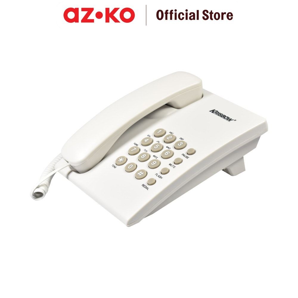 Jual AZKO Krisbow Telepon Basic - Putih Telephone Cable Phone Kabel ...