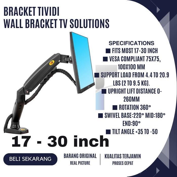 Jual North Bayou NB F80 17 to 27 Inch Gas Strut TV Monitor Desktop ...