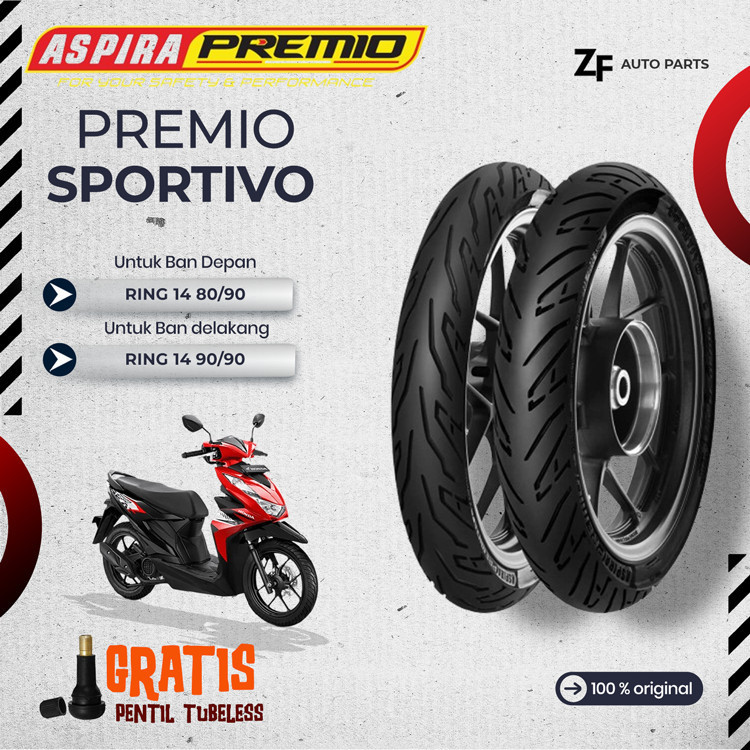 Jual SEPASANG / SATUAN BAN MOTOR MATIC ASPIRA PREMIO SPORTIVO Ring 14 80/90 dan 90/90 BEAT MIO ...