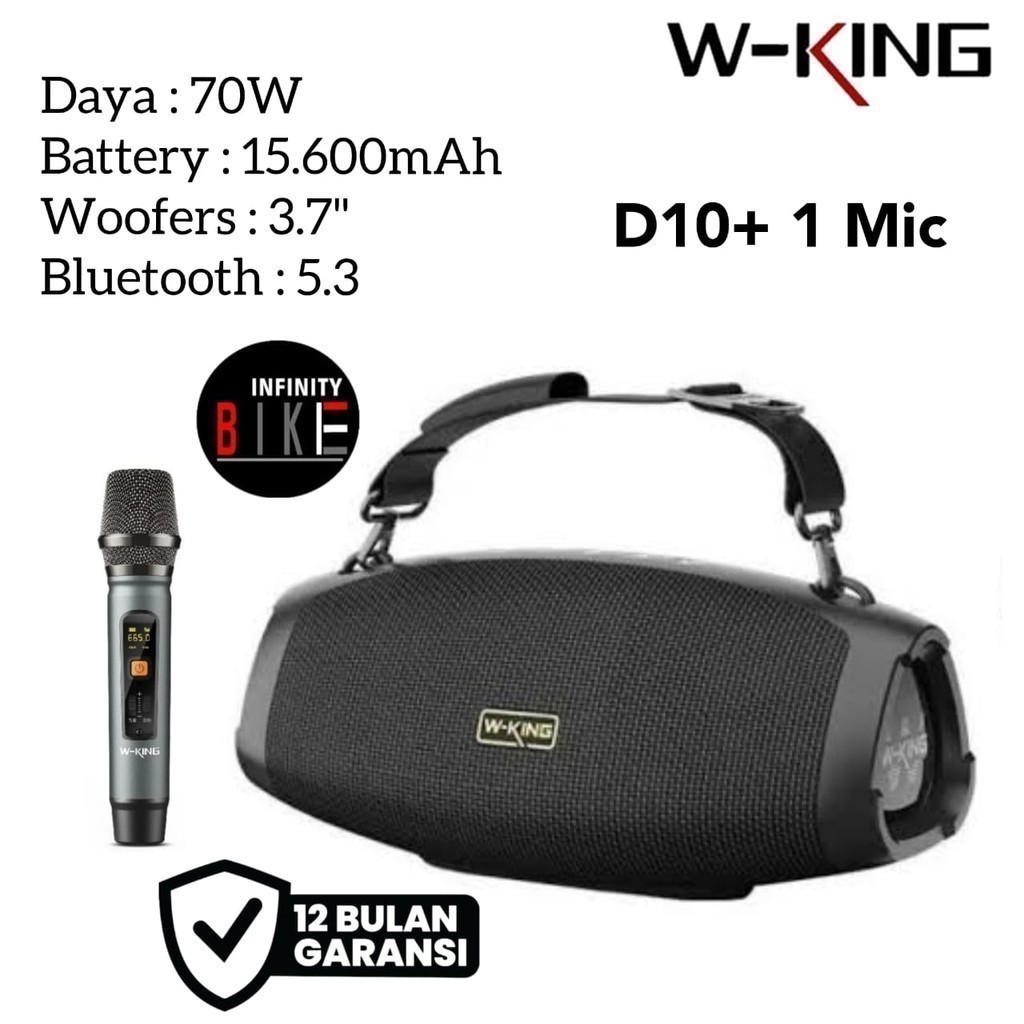 Jual Speaker Bluetooth Karaoke Portable Wking D10+ TWS Speker Party Box ...