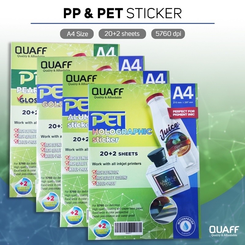 Jual Quaff Kertas stiker vinil inkjet anti air ukuran A4 (White glossy ...