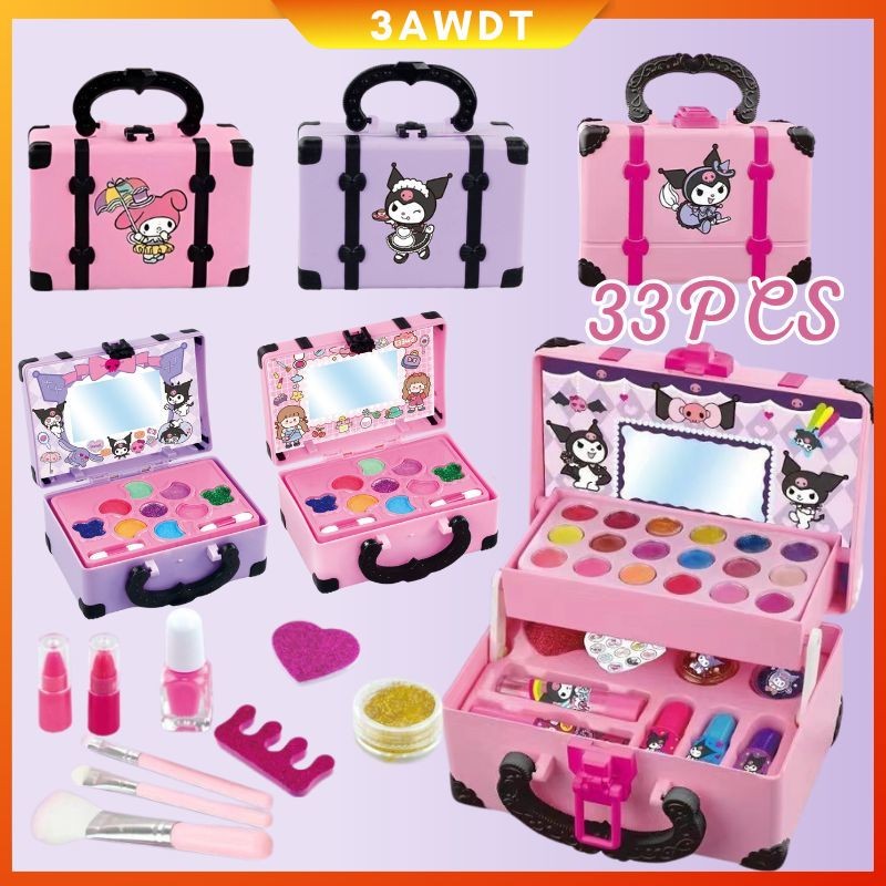 Jual [COD] 33PCS Girls Makeup Toys / Kuromi make up asli anak Set ...