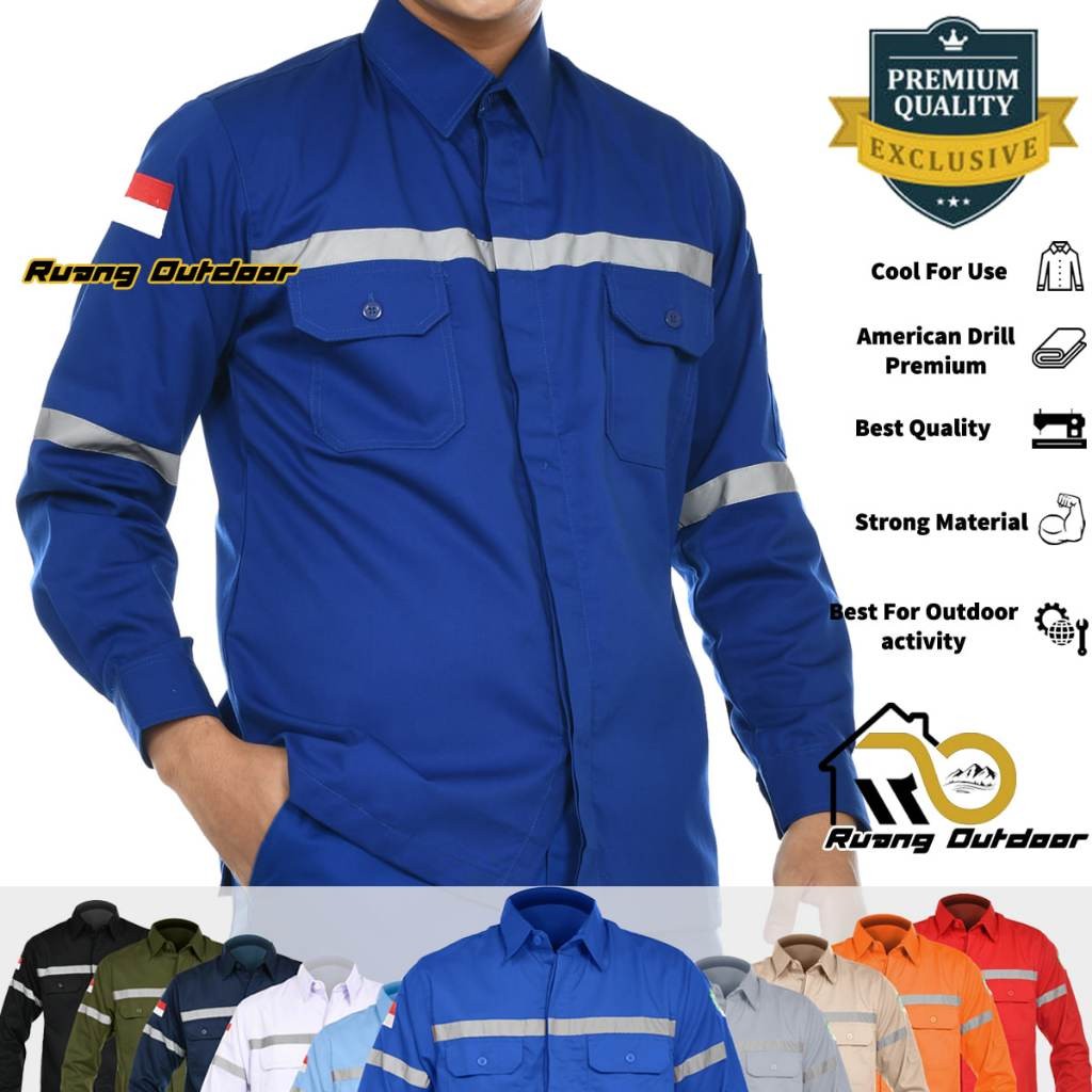 Jual B8 KEMEJA ATASAN WEARPACK BAJU SAFETY K3 OUTDOOR PREMIUM LENGAN ...