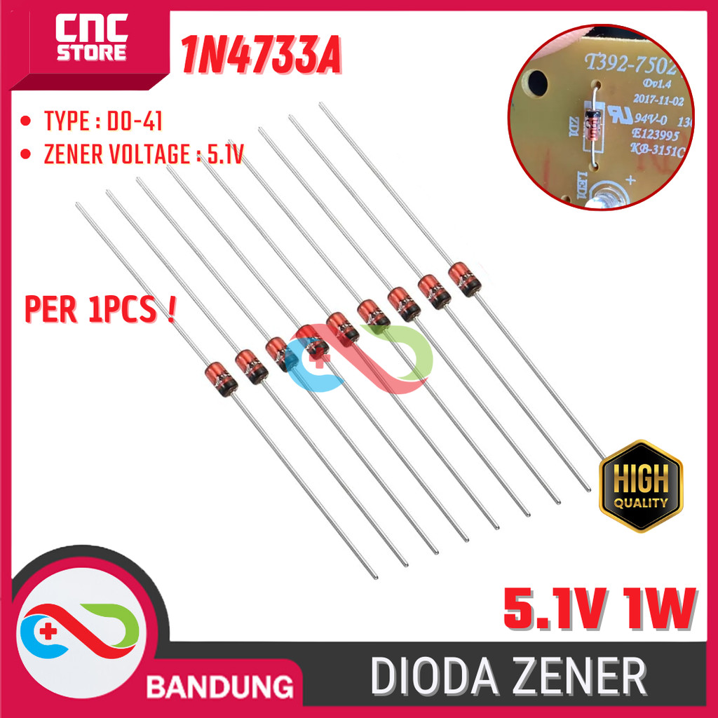 Jual DIODA ZENER 1N4733A 1W VOLTAGE REGULATOR TUBE 5.1V DO-41 | Shopee Indonesia