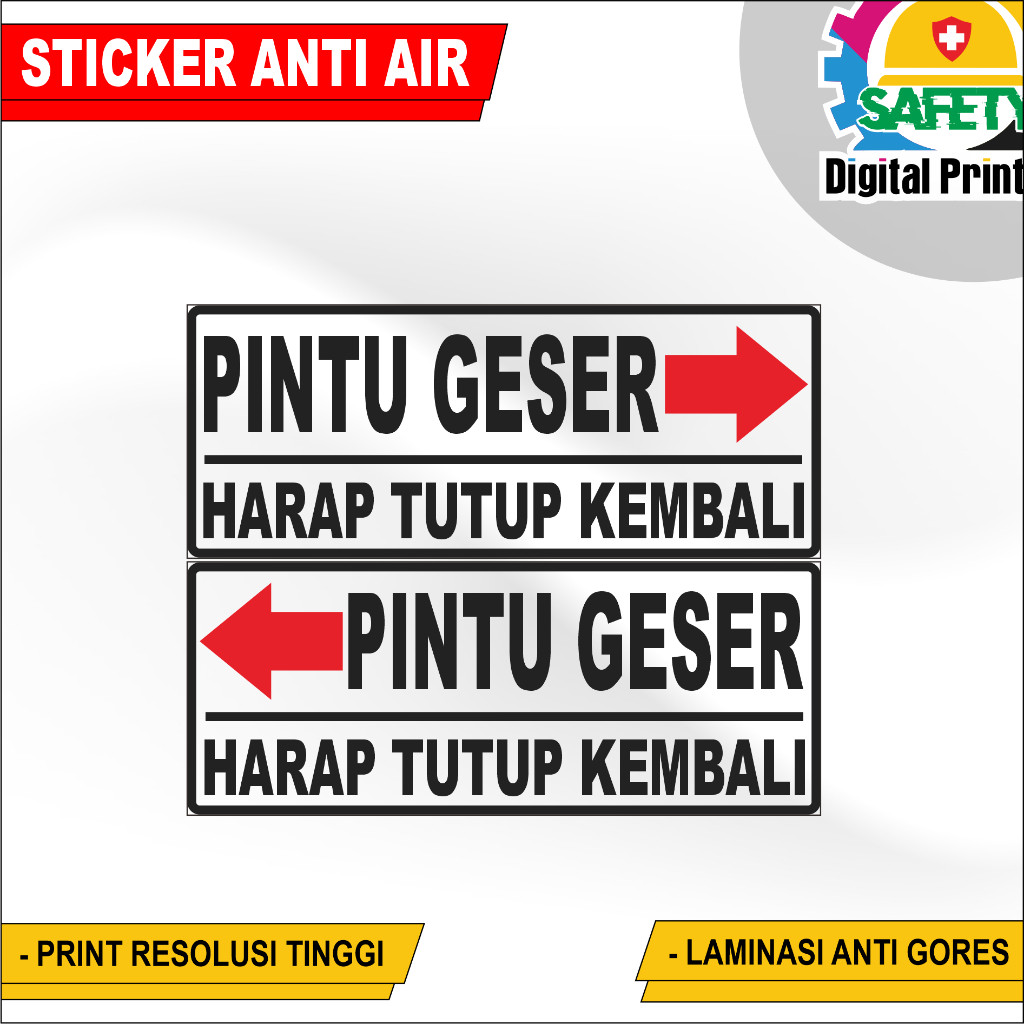 Jual STIKER SIGN TULISAN PINTU GESER HARAP TUTUP KEMBALI STIKER VINYL ...
