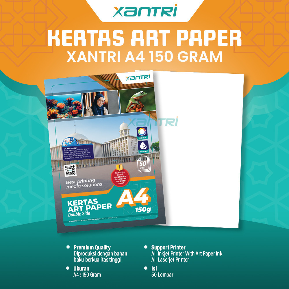 Jual Xantri - 50 pcs Kertas Art Paper A4 150gsm 150 Gsm Print Foto ...