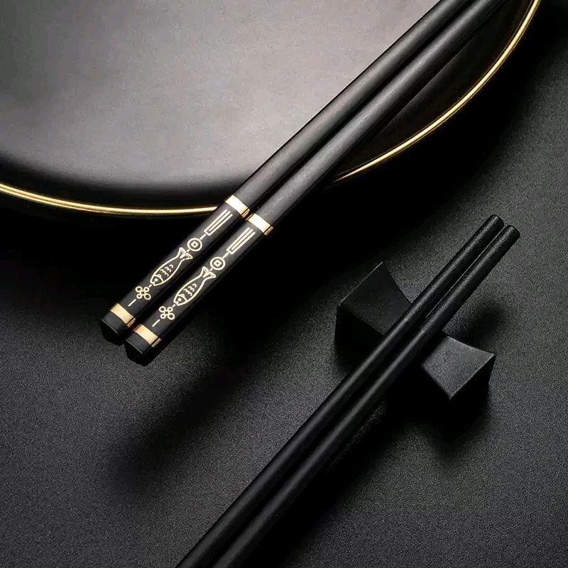 Jual (1 Pasang) Sumpit Alloy Hitam Kualitas Tinggi Motif Ikan ...