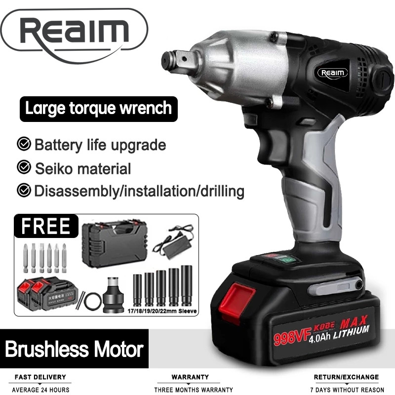 Jual Reaim brushless 288V Impact baterai Mesin bor 1/2 Inch Cordless Impact wrench impek 2 ...
