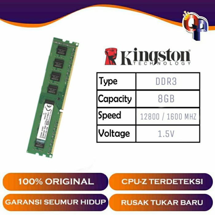 Jual KINGSTON LONGDIMM 8GB DDR3 1600MHZ - KVR16N11/8 | Shopee Indonesia
