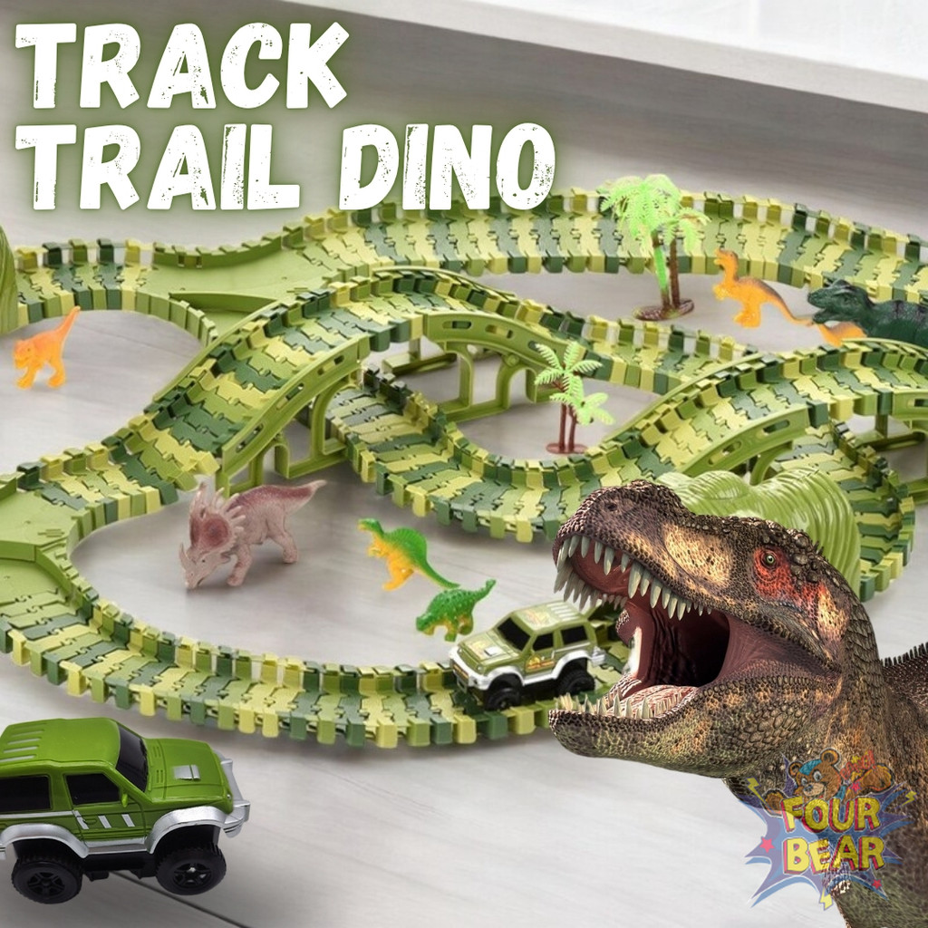 Jual Mainan DIY Dinosaurus Track Mobil Set Rel Dual Car Mainan Kereta ...