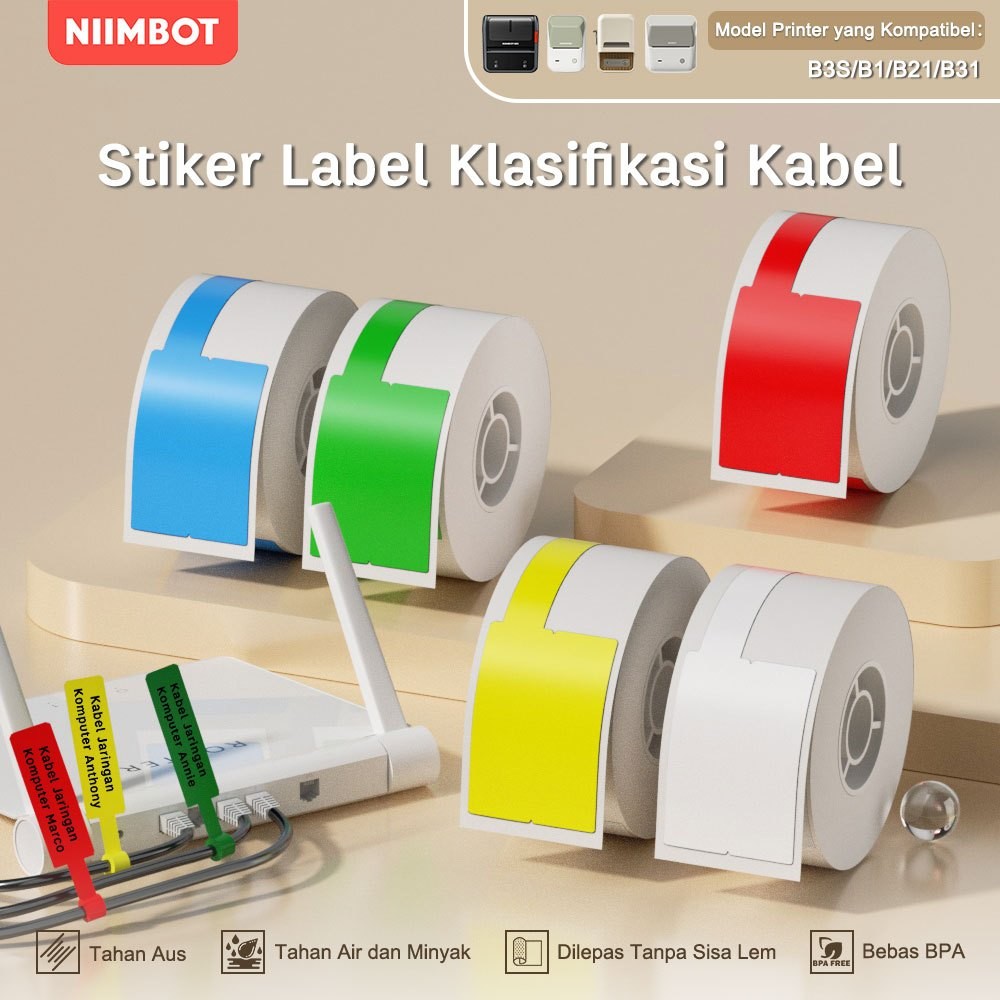 Jual NIIMBOT B21/B1/B3S Kertas Label Kabel dan Kawat Komunikasi Kabel ...
