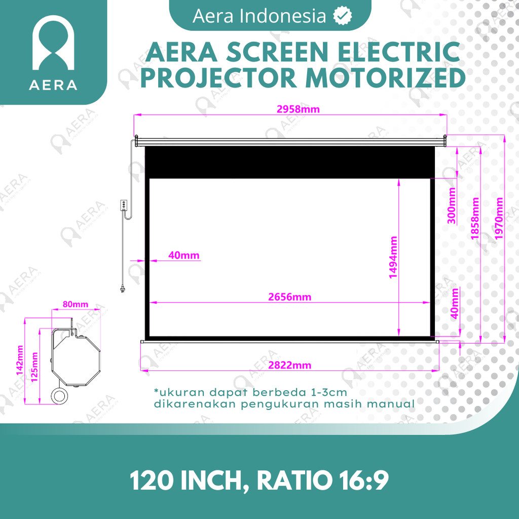 Jual Layar Proyektor Elektrik Motorized 120 Inch 16:9 / 4:3 | Screen ...