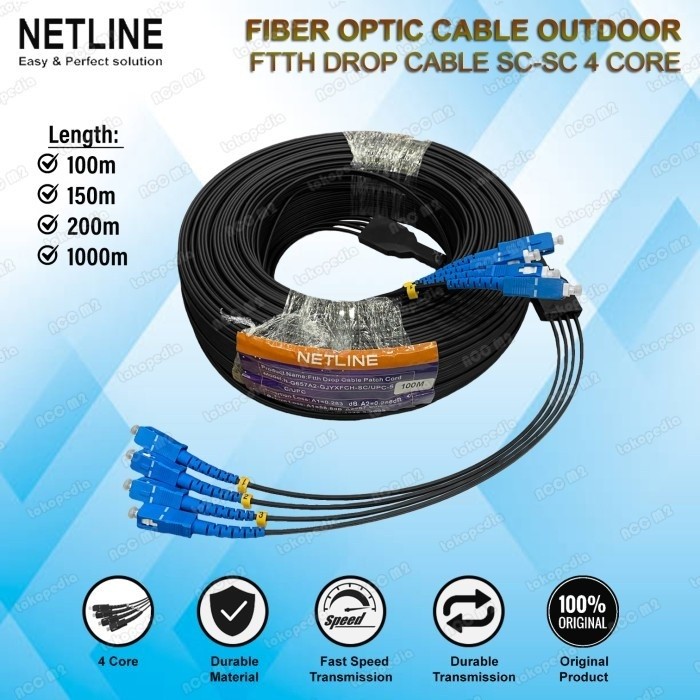 Jual Kabel Precon FO Fiber Optic 4 Core SC UPC Outdoor Dropcore Fiber ...