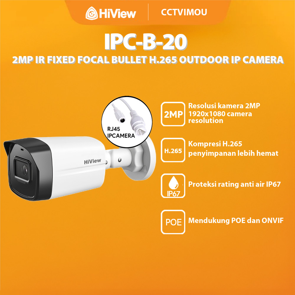 Jual HIVIEW IPC-B-20 2MP IR FIXED FOCAL BULLET H.265 OUTDOOR IP CAMERA | Shopee Indonesia