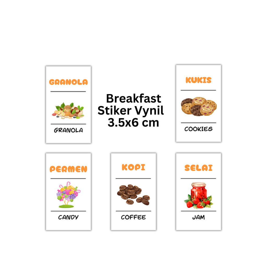 Jual KIM SHOP Label Stiker Bumbu Dapur Custom Sarapan Roti Selai Sereal ...