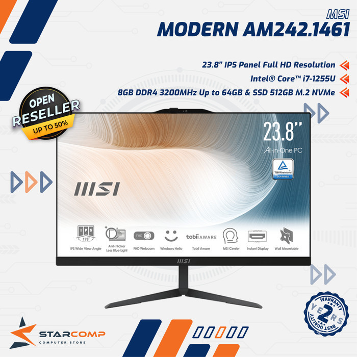 Jual MSI AIO PC Modern AM242.1461 Intel i7 1255U 8GB 512GB 23.8" FHD ...