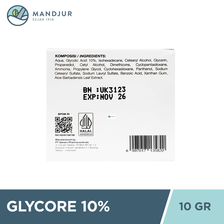 Jual Glycore 10% Cream 10 g - Menyamarkan Kulit Gelap dan Flek Hitam ...