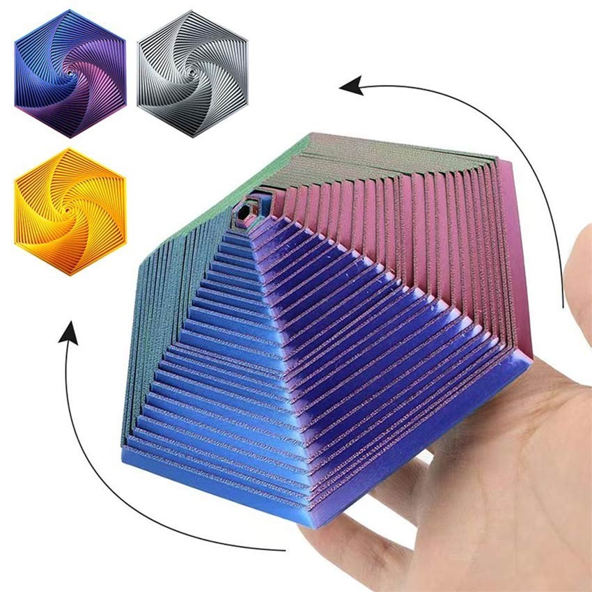 Jual Fidget Hexagon 3D Printing Hexagon Fidget Toy Hexagon Spiral Cube ...