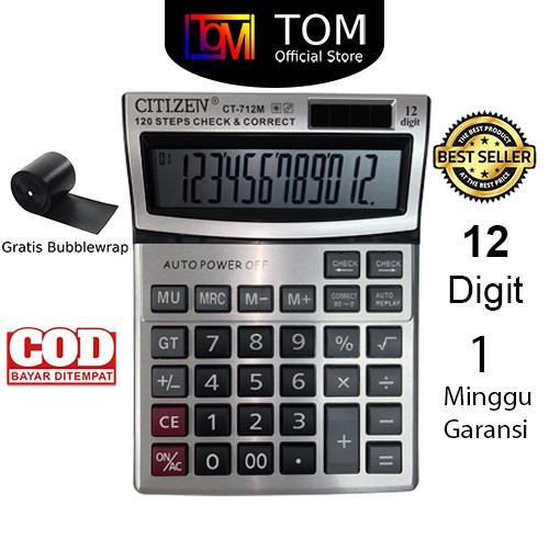Jual Kalkulator CT-712M / TX-12M 12 Digit - Calculator Check Dual 2 ...