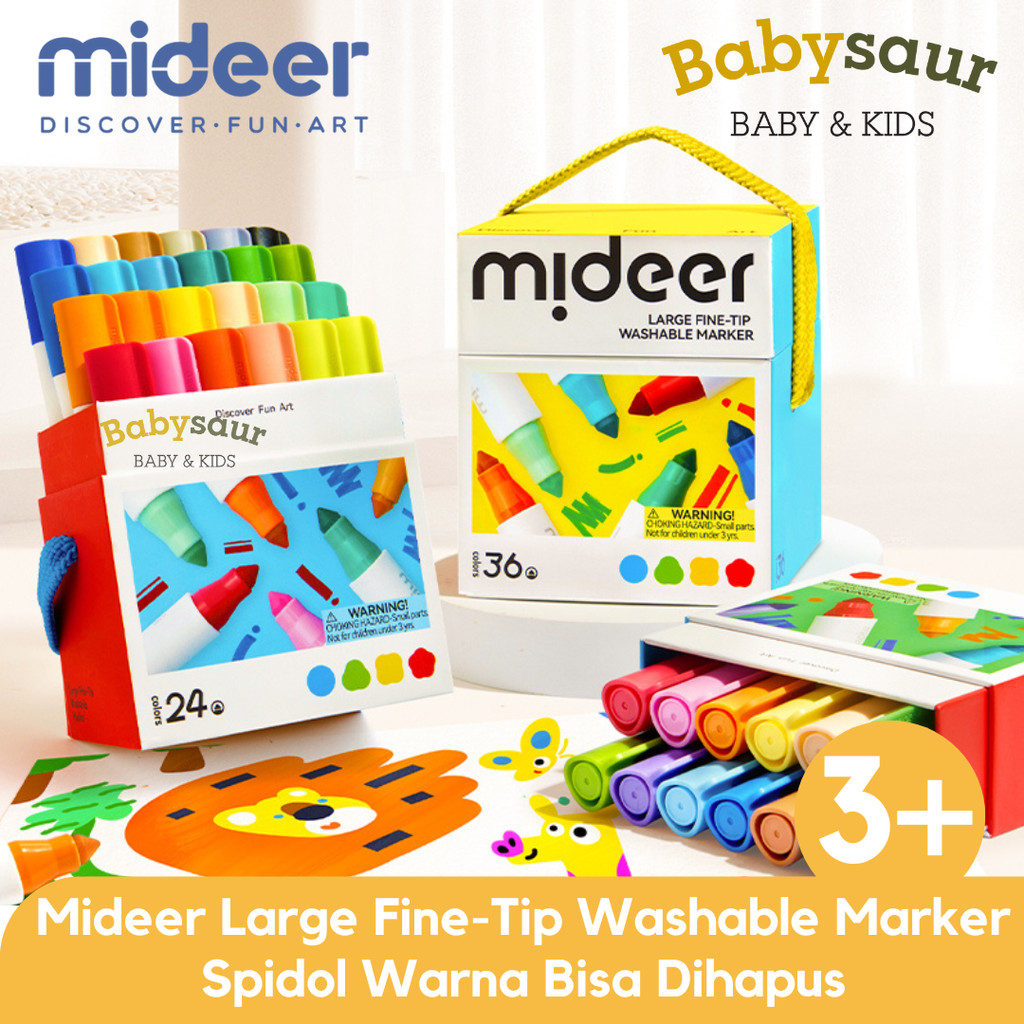 Jual Mideer Large Fine-Tip Washable 12 / 24 / 36 Colors Markers Spidol ...
