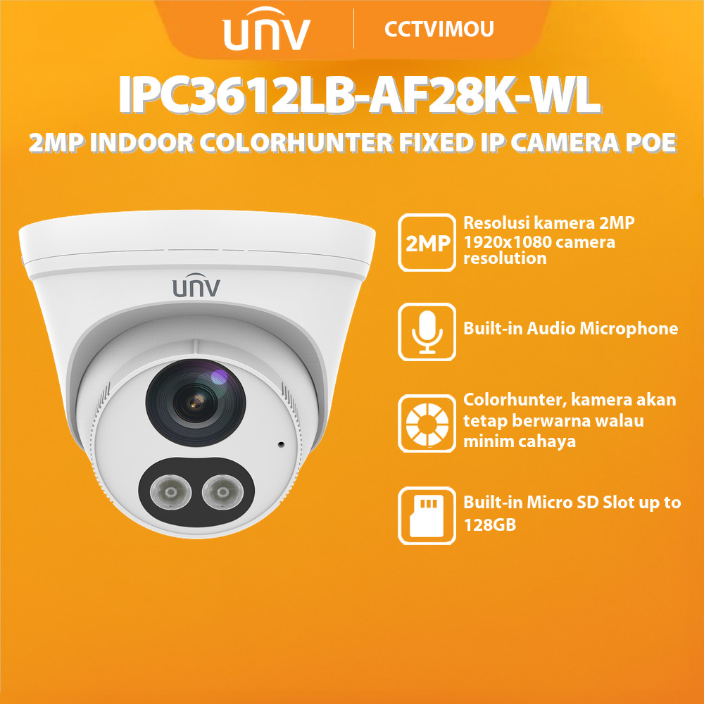 Jual UNV IPC3612LB-AF28K-WL 2MP INDOOR COLORHUNTER FIXED IP CAMERA POE | Shopee Indonesia