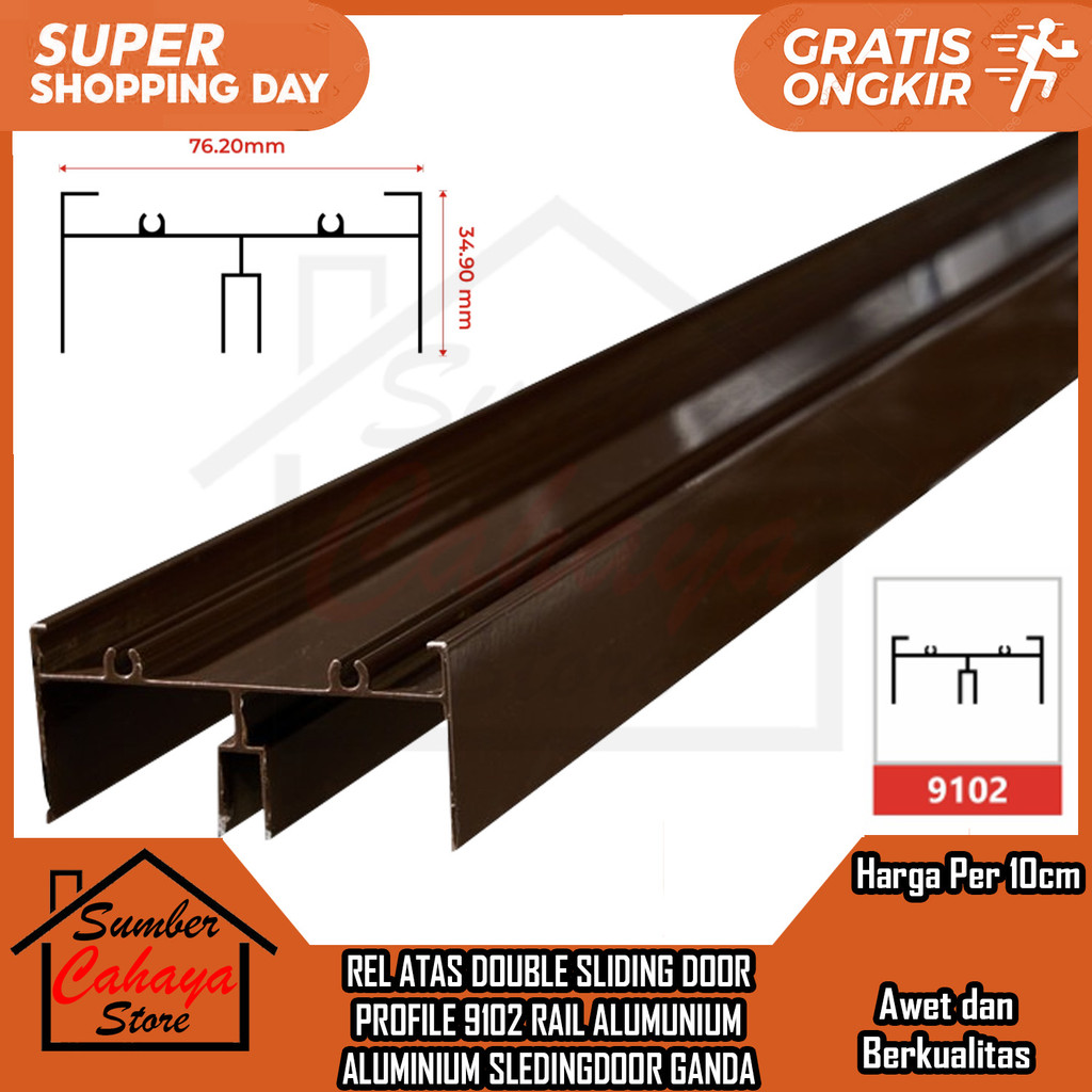 Jual Sliding Door Alumunium Aluminium Almunium Rel Rell Atas Profile Profil Propil 9102 Sleding ...
