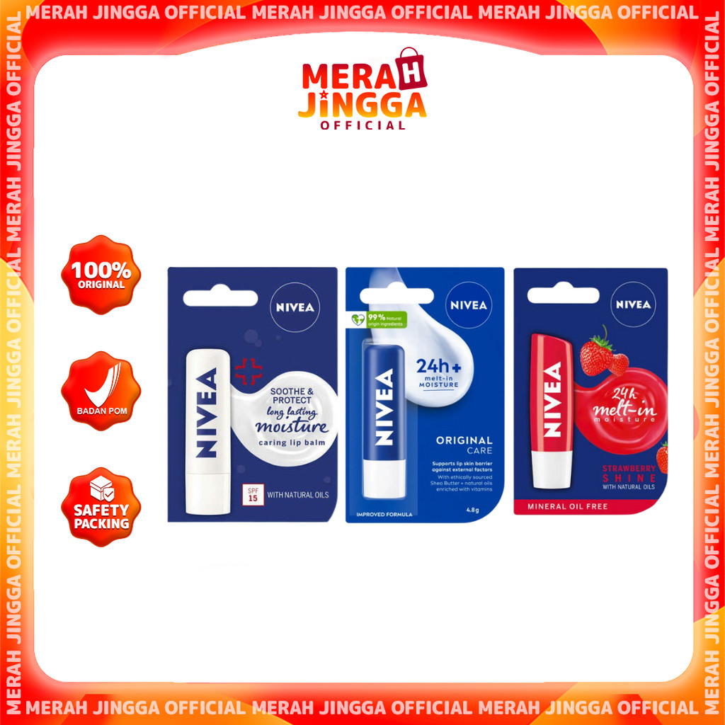 Jual Nivea Caring Lip Balm Strawberry Shine 4.8Gr | 24h Melt In ...