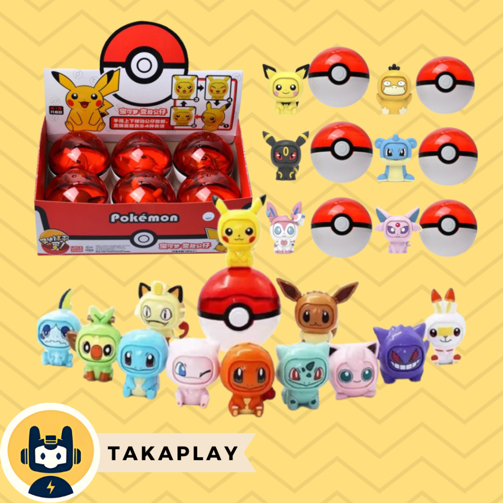 Jual AG35RP Mainan Pokemon Pokeball Changing Face Swap Faces Pikachu ...