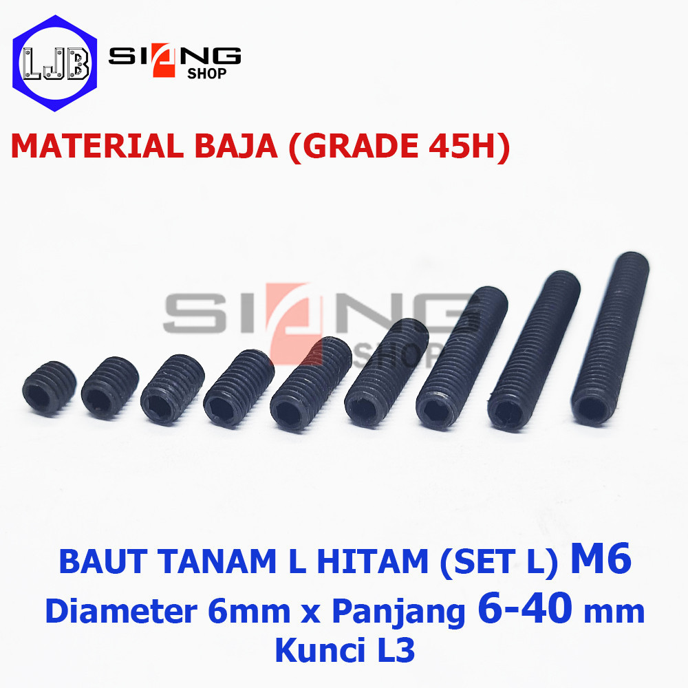 Jual Baut Tanam L M6 Baja Hitam Panjang 6 sd 40mm (Set L) | Shopee ...