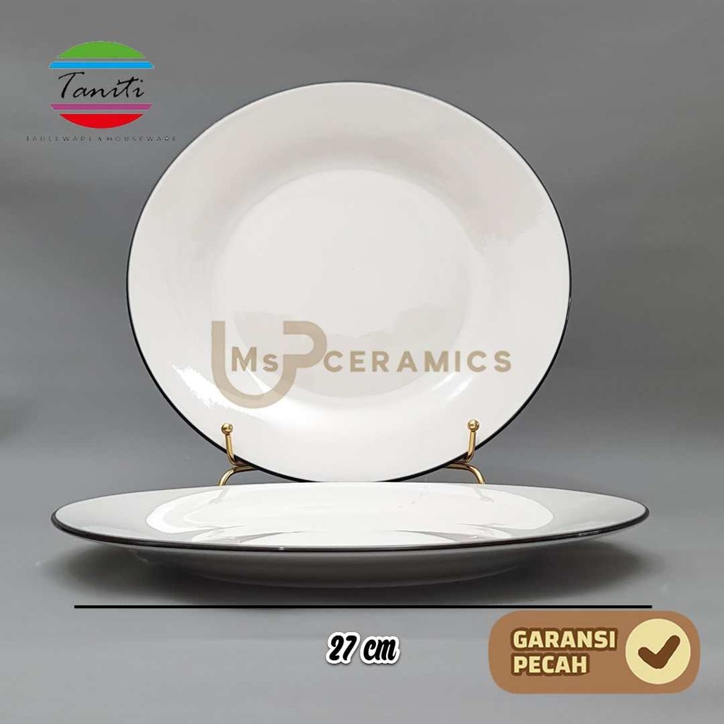 Jual TANITI Piring Keramik Makan Ceper 10,5 Inch Piring Makan Putih ...