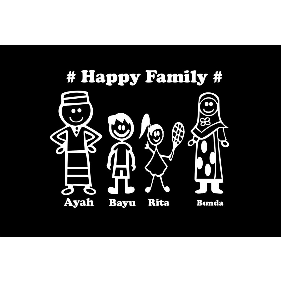 Jual STIKER CUTTING STICKER KACA BELAKANG MOBIL- HAPPY FAMILY Official ...