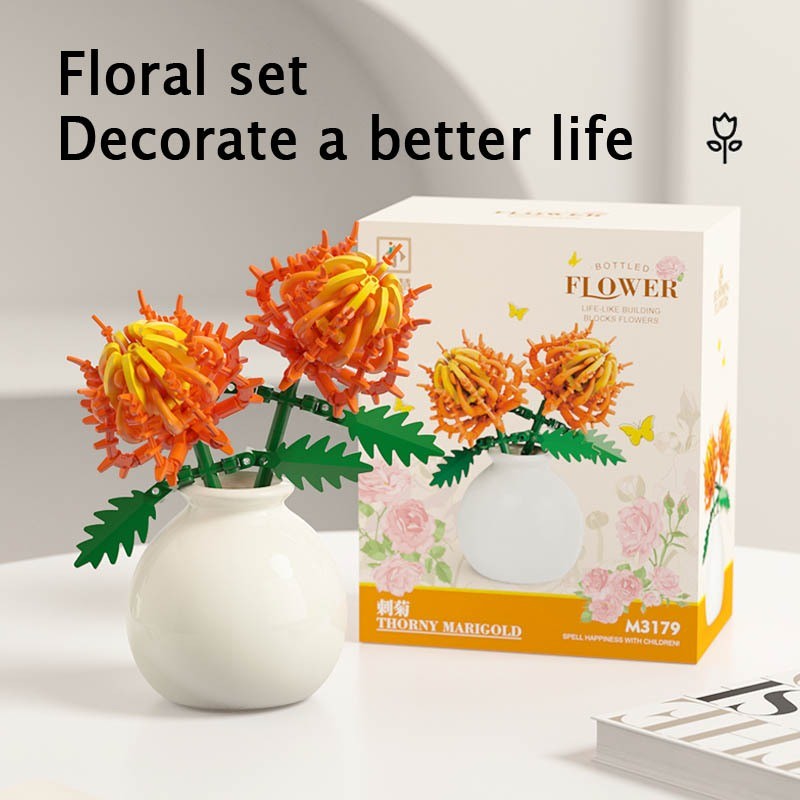 Jual Nano Brick Bunga Balok Susun Dalam Vas Yang Lucu Untuk Koleksi ...