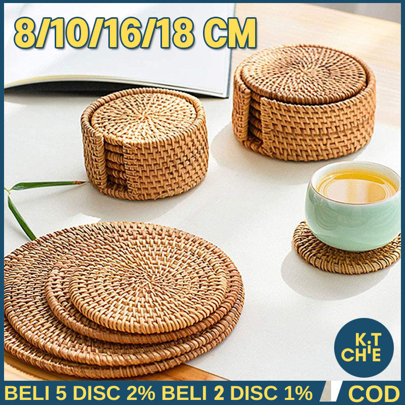 Jual Tatakan Piring Rotan 4 Ukuran Placemat Bamboo Rotan RTatakan Gelas ...