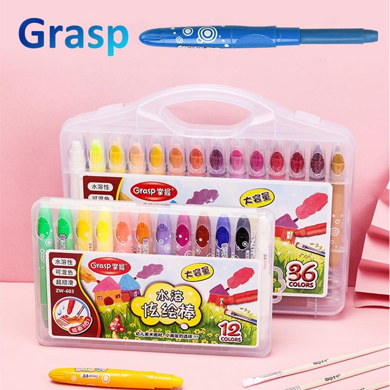 Jual Crayon Grasp Original 48 Warna Tebal + Besar Water Soluable Crayon ...