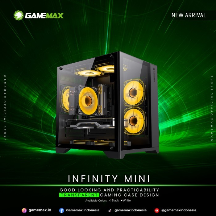 Jual ori Gamemax Infinity Mini Black | White Dual Chamber mATX Gaming Case | Shopee Indonesia
